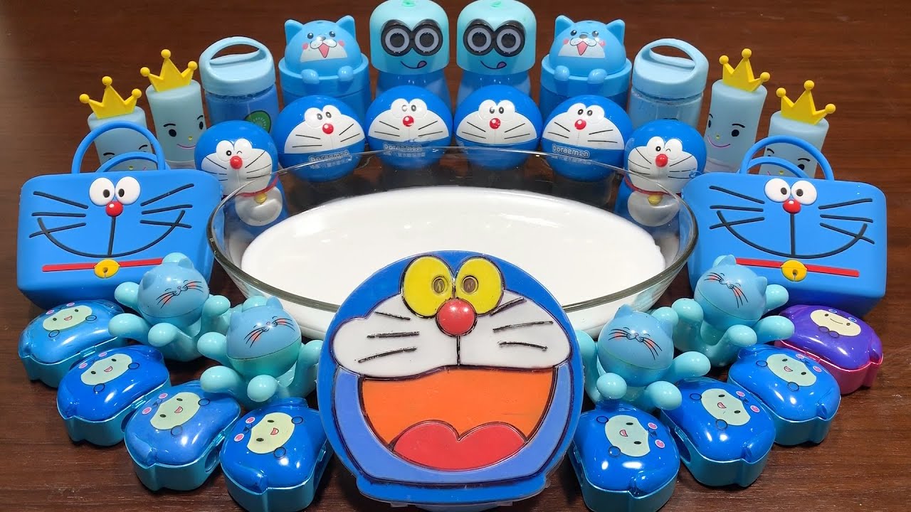DORAEMON! BLUE SILME | Mixing Random Things into Glossy Slime ...