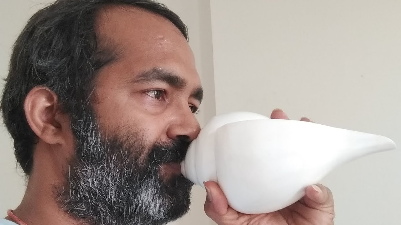 how to blow conch shell, play conch shell technique, shankh dhwani ...