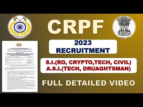CRPF SI & ASI RECRUITMENT 2023 | SUB INSPECTOR & ASST. SUB INSPECTOR IN ...