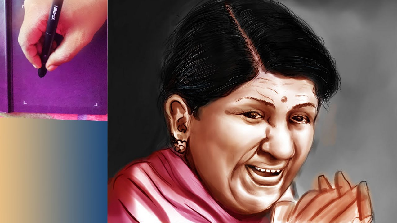Lata Mangeshkar | How to draw Lata Mangeshkar | Lata mangeshkar ...