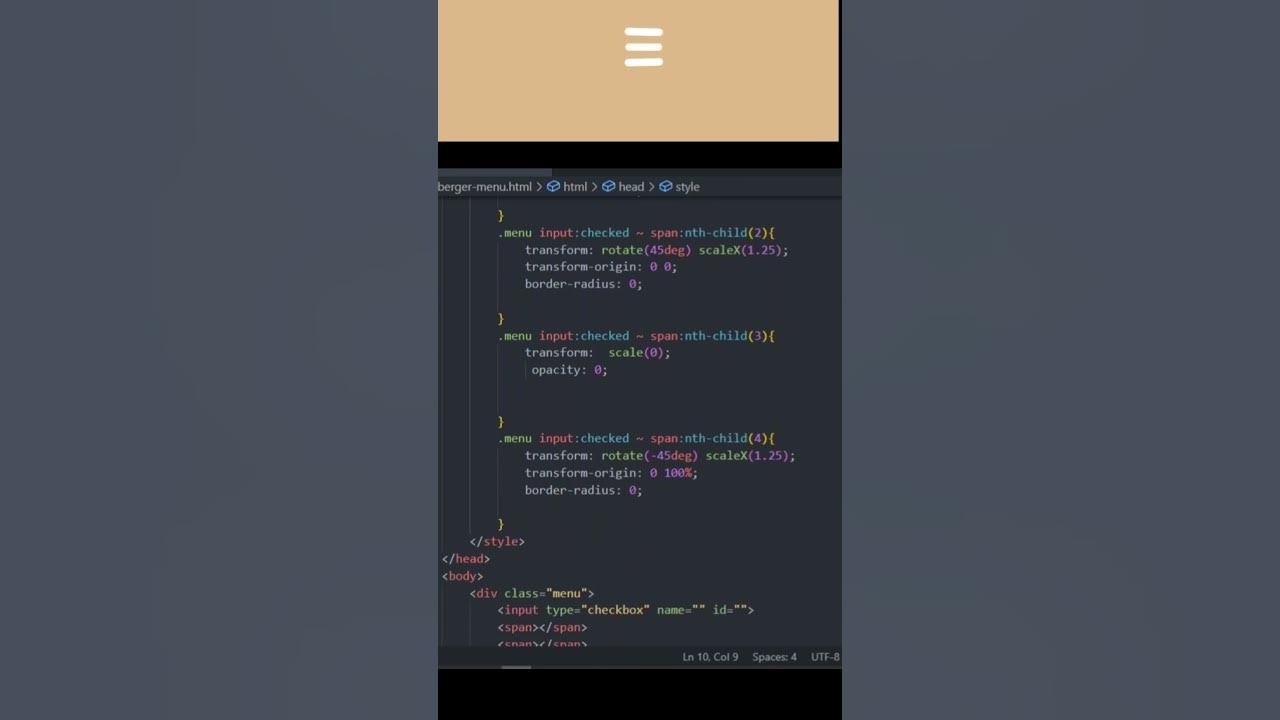 Hamburger Menu CSS | Only CSS | @k2khode735 #shortsvideo #coding #shortsviraltrick2023 - YouTube