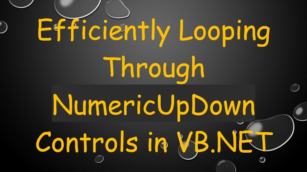 Efficiently Looping Through NumericUpDown Controls in VB.NET - YouTube