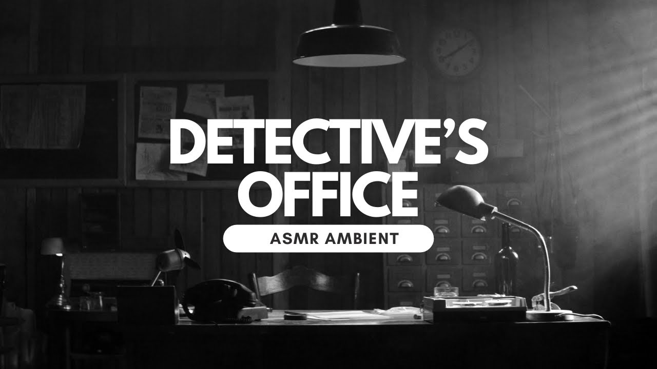 Film Noir Detective Office Ambiance: Fireplace, Typewriter, Rain, Soft ...