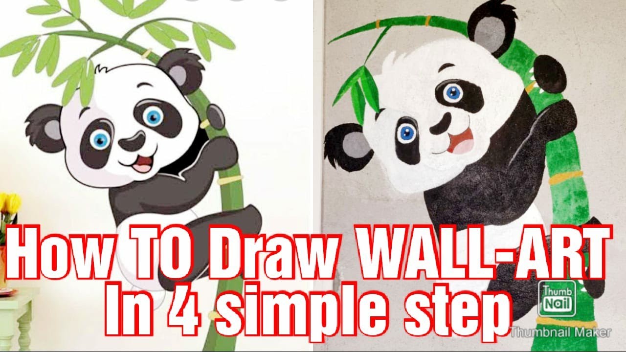 WallArt #3 How To Draw wall Painting of Panda🐼 Drawing Panda on Wall ...