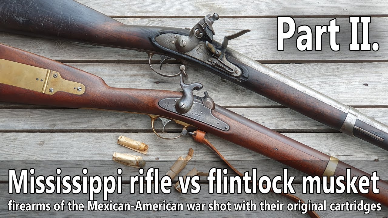 US M1821 flintlock musket vs US M1841 Mississippi rifle - YouTube