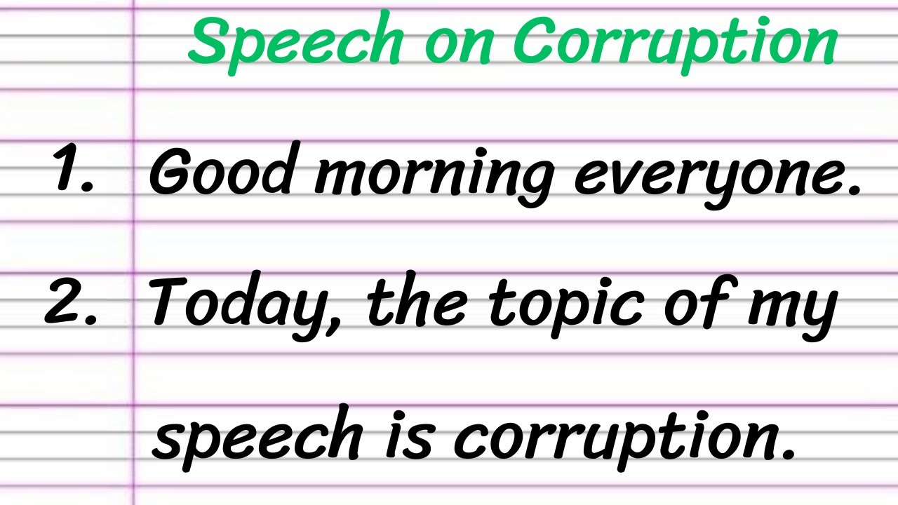 Corruption Speech in English 10 Lines || Short Speech on Corruption ...