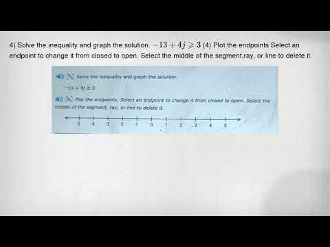 4) Solve the inequality and graph the solution. -13+4jgeqslant 3 (4) Plot the endpoints Select ...