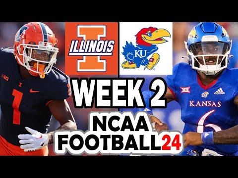 Illinois at Kansas - Week 2 Simulation (2023 Rosters for NCAA 14) - YouTube