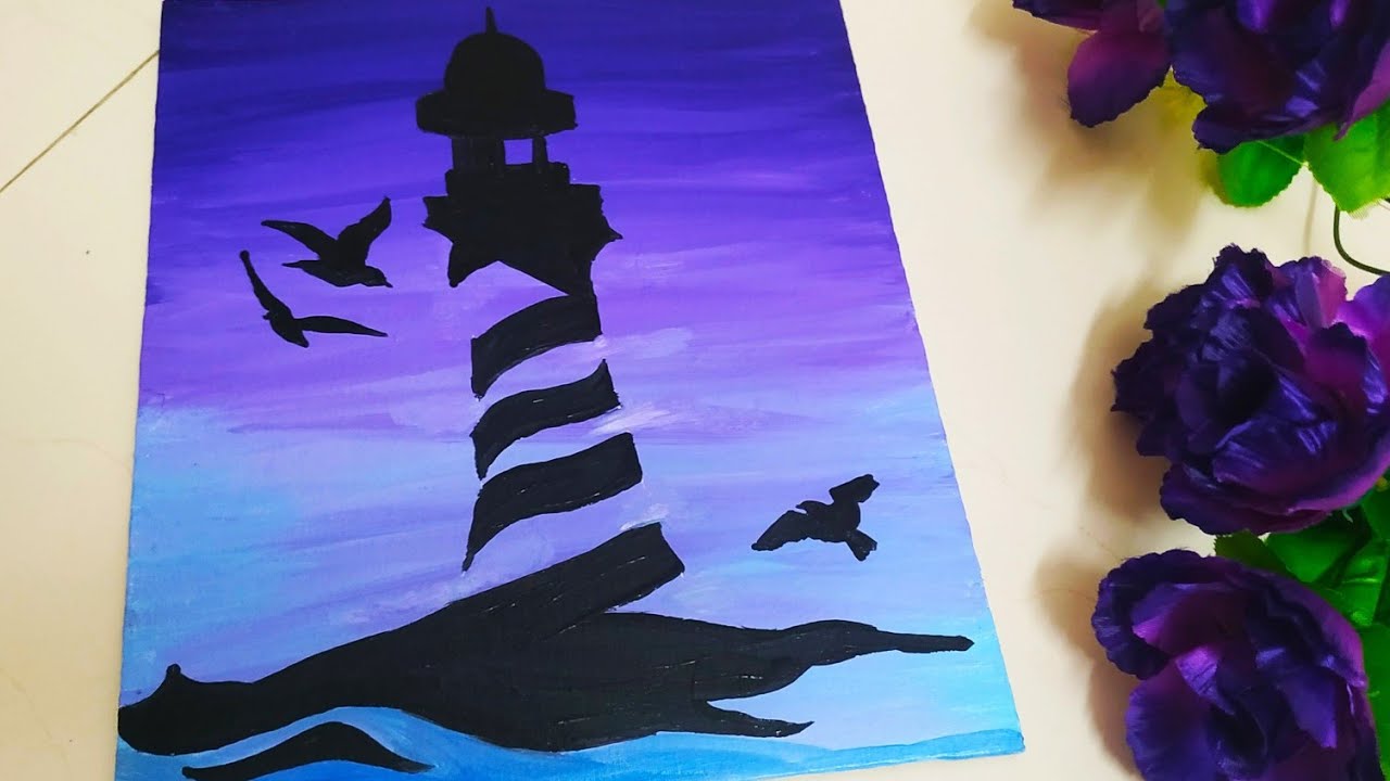 How to Draw a LIGHTHOUSE | Easy Step by Step Acrylic Painting Tutorial ...