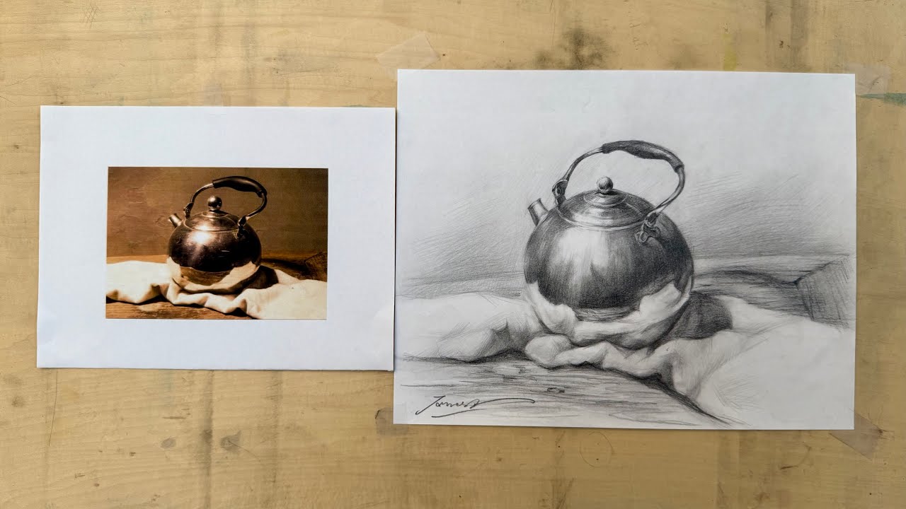 Live replay/How to Draw a Still Life of a Metal Object (Stainless Steel ...