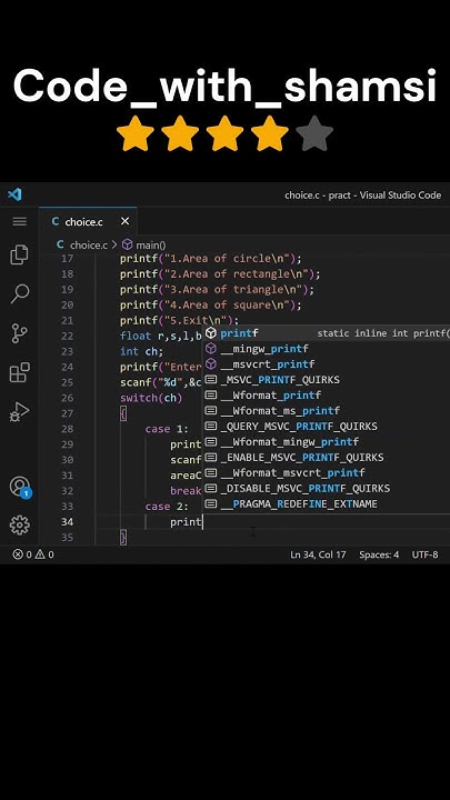 write a menu driven programm to find the area in 'C' language|code_with_shamsi | #coders # ...