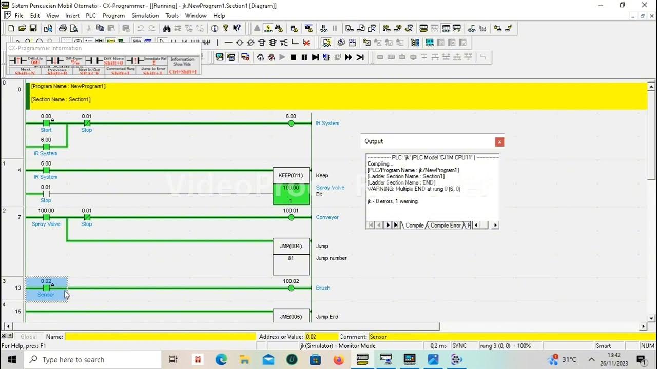 Program PLC Sistem Pencucian Mobil Otomatis Menggunakan CX-Programmer dan CX-Designer - YouTube