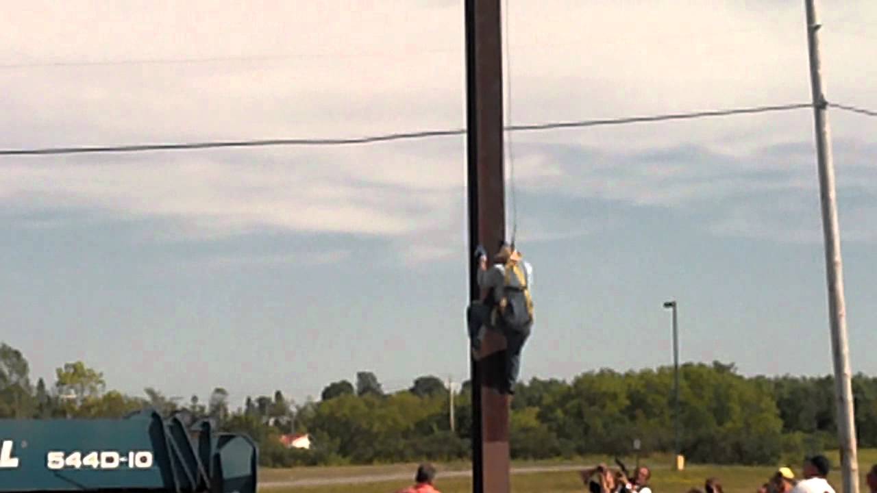 Bernie a 80 yr old retired ironworker climbing a column at Ironworkers ...