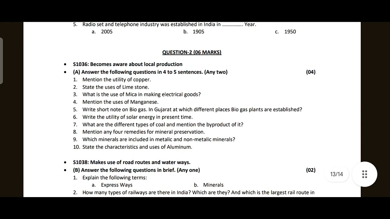 Class 10 social science question bank 5 (January 2024) English Medium ...
