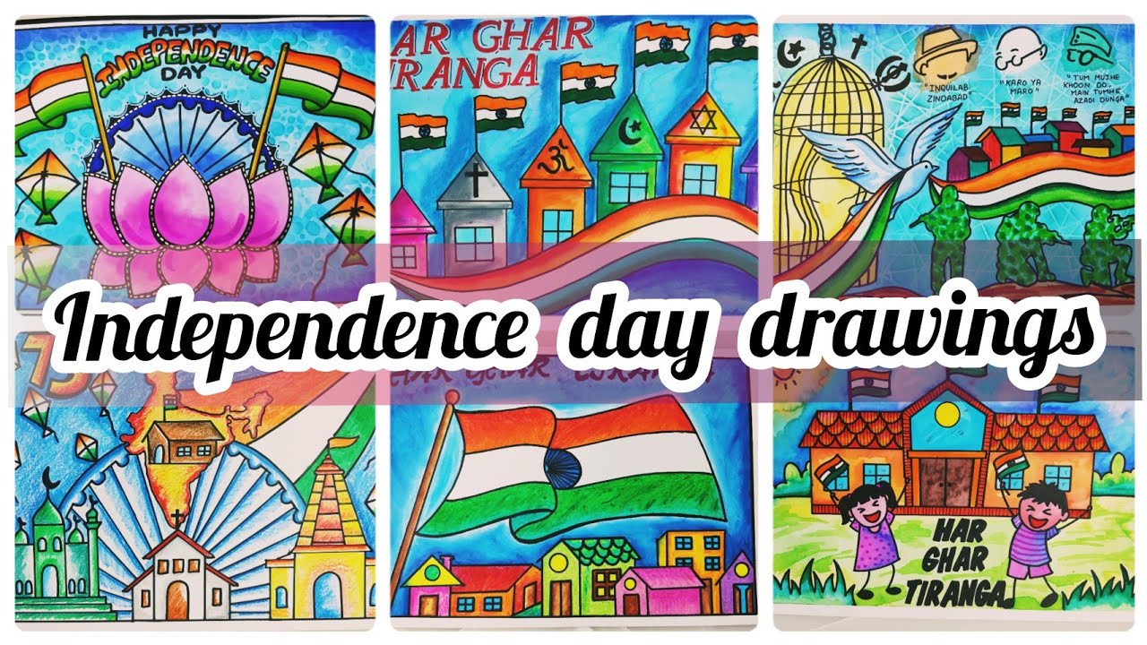Independence Day drawing easy step /Independence day poster drawing ...