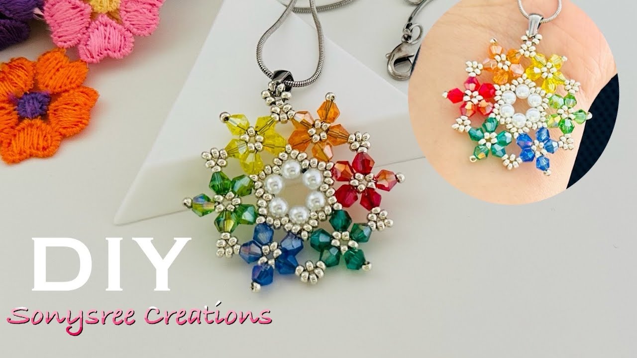 Welcome Spring Pendant/ Earrings || How to make Beaded Pendant - YouTube