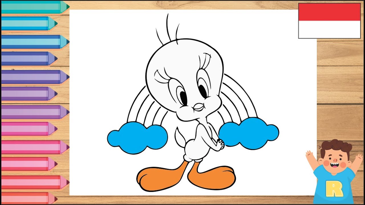 Let's Learn Drawing & Color Cartoon Tweety || Menggambar & Mewarnai ...