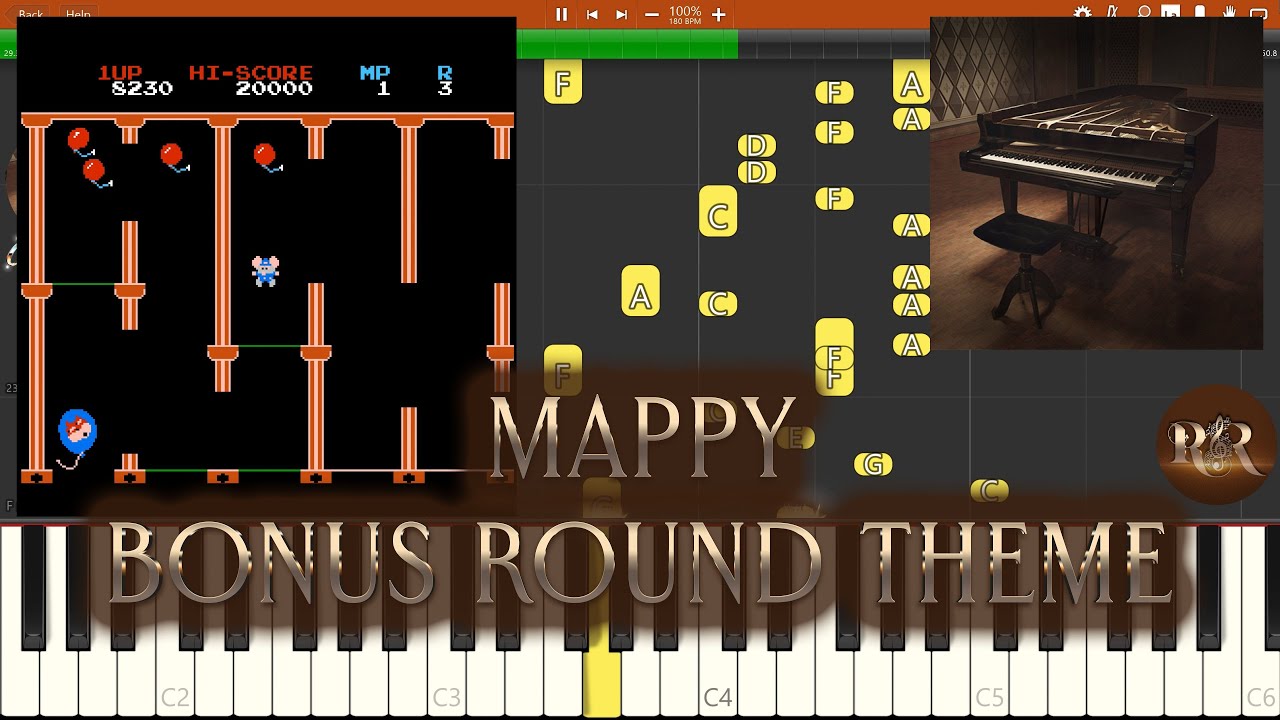 Mappy Music - Bonus Round Theme NES Soundtrack - Synthesia Piano - YouTube
