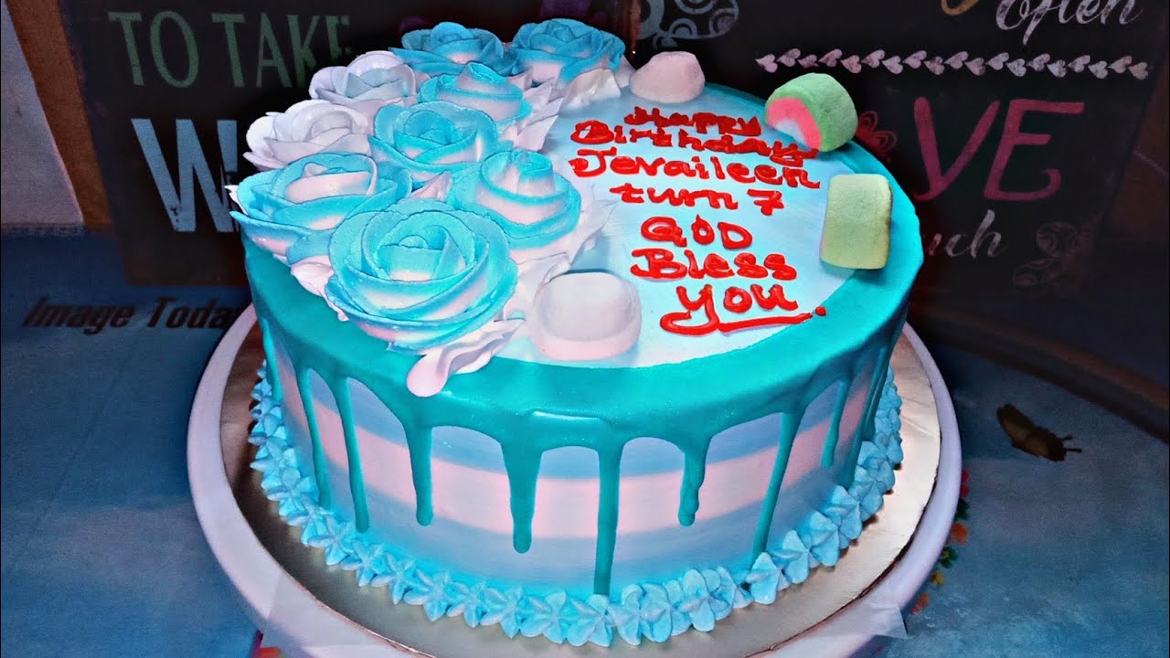 Blue theme cake Decoration - YouTube