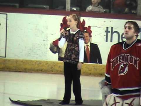 Sydney singing the National Anthem at Trenton Devils Game Feb. 5, 2011 ...