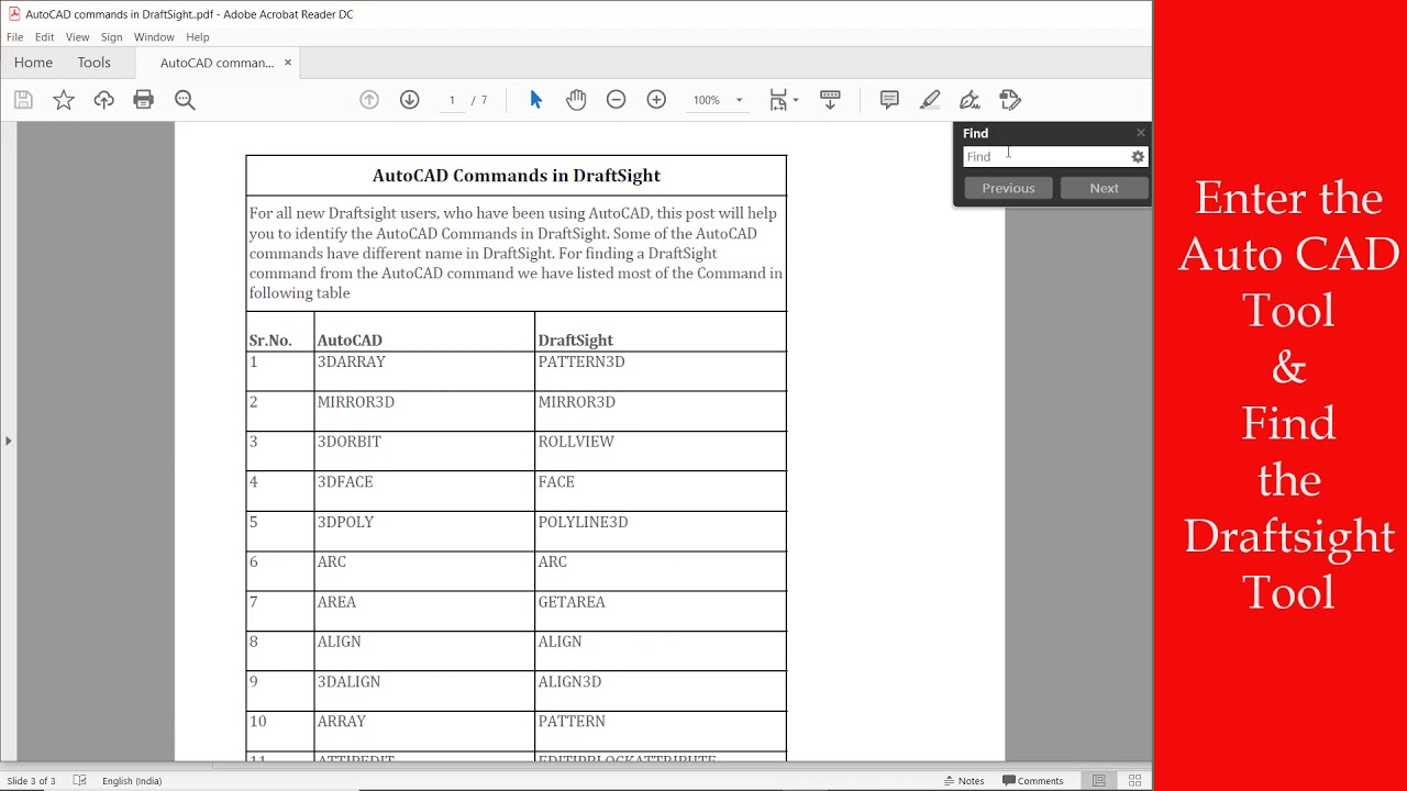 Find the AutoCAD Commands in Draftsight - YouTube