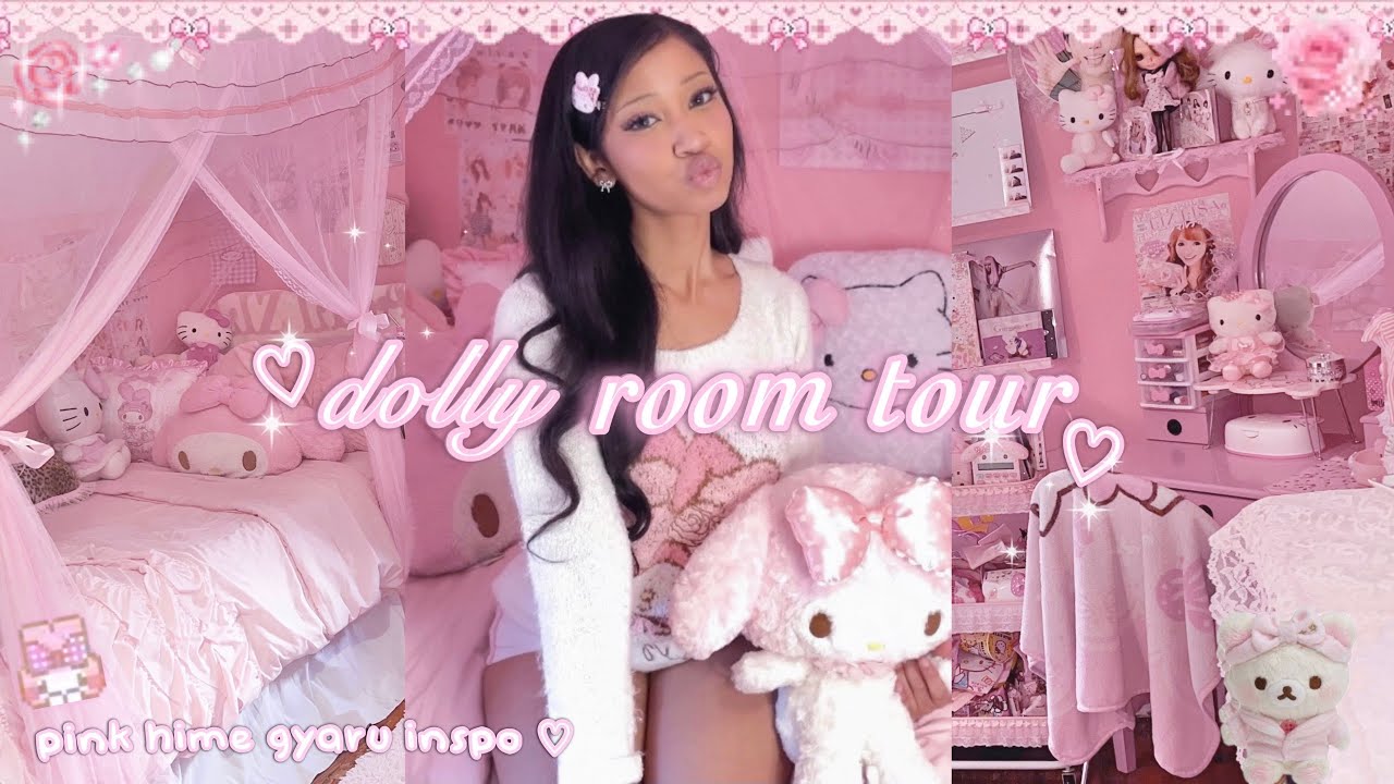 dolly room tour! ♡ pink girly, sanrio, hime gyaru inspired - YouTube
