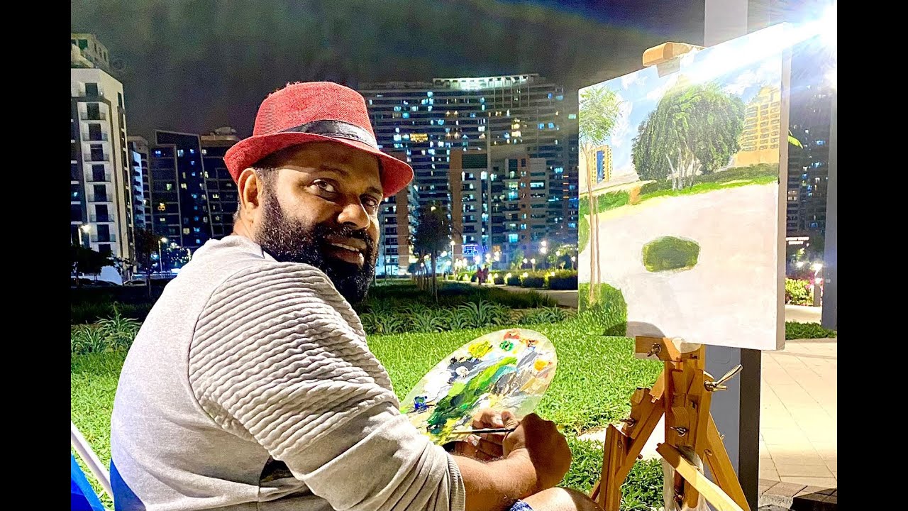 Landscape live painting | Outdoor acrylic painting | Live drawing - YouTube