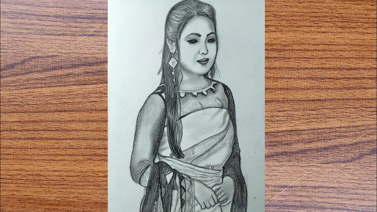 How to Draw a Bodo Girl Actress | Realistic Portrait Pencil Drawing ...