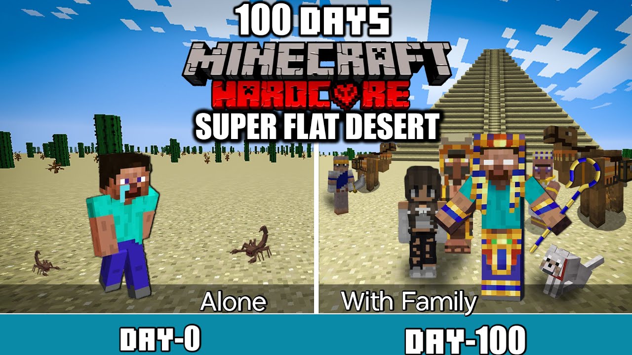 Spend 100 Days in Super flat Desert MINECRAFT HARDCORE (हिंदी) - YouTube
