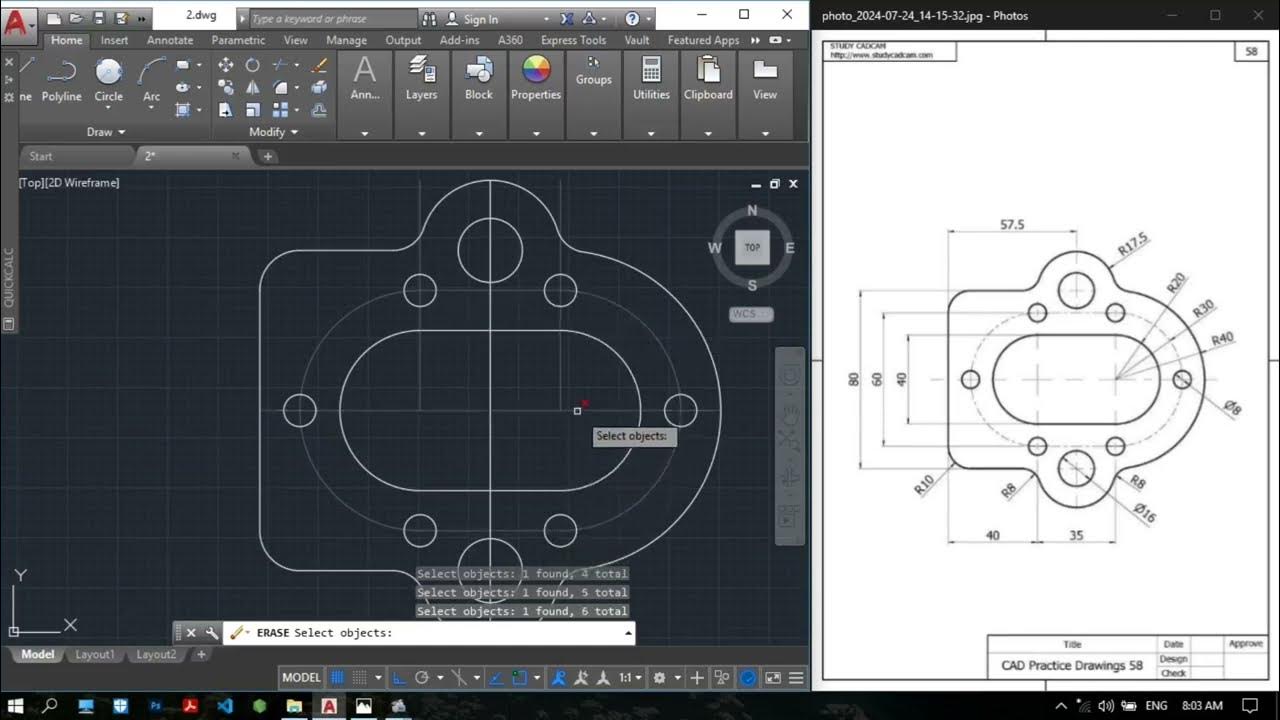 Auto CAD 2d drawing tutorial no.5 - YouTube