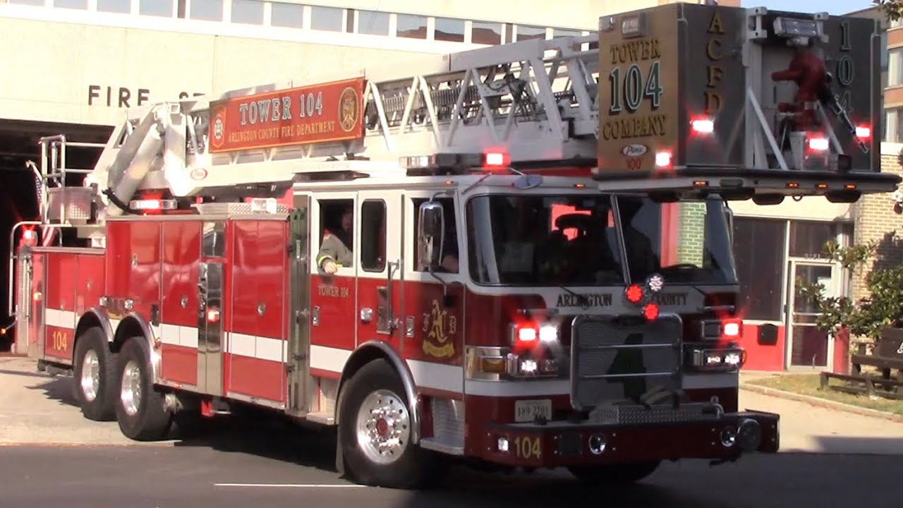 Arlington County Fire Department Engine 104 & Tower 104 Responding ...