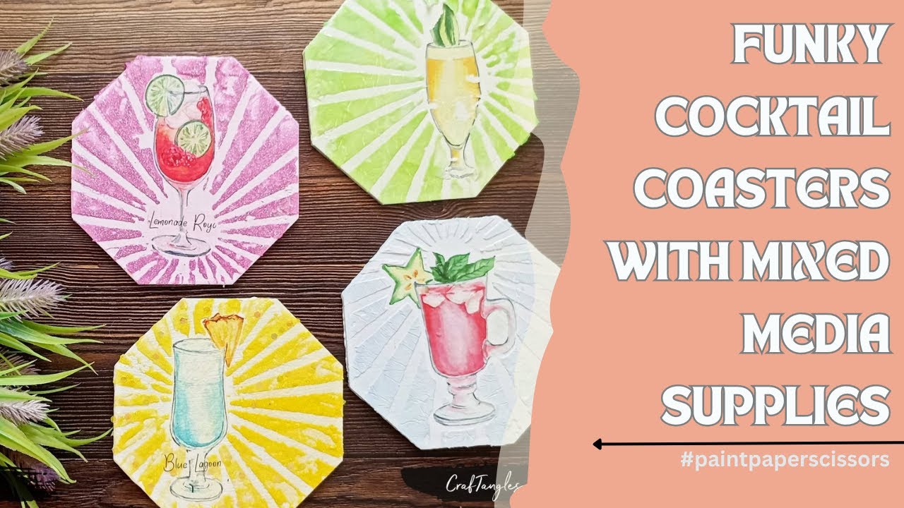 Funky Cocktail Coaster with Mixed Media Supplies - YouTube