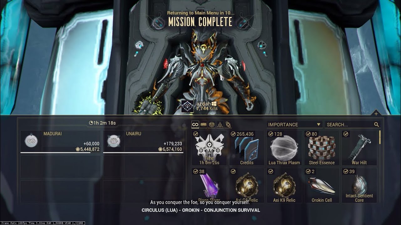 Warframe - 1 hour SP Lua Survival with Saryn-Sobek combo - YouTube