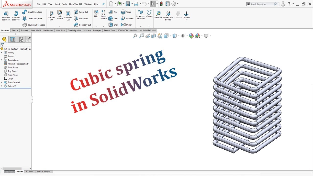 SolidWorks Tutorial | square spring - YouTube