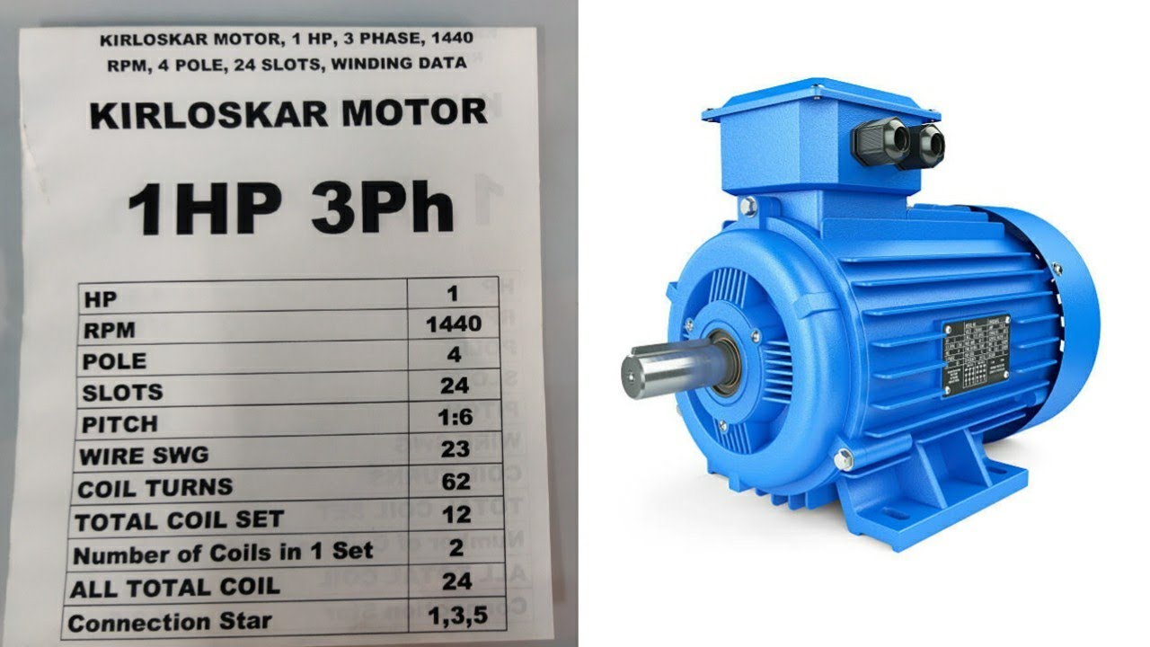 1 hp 3 phase 1440 Rpm Motor winding data #3phasemotor #motor_winding # ...