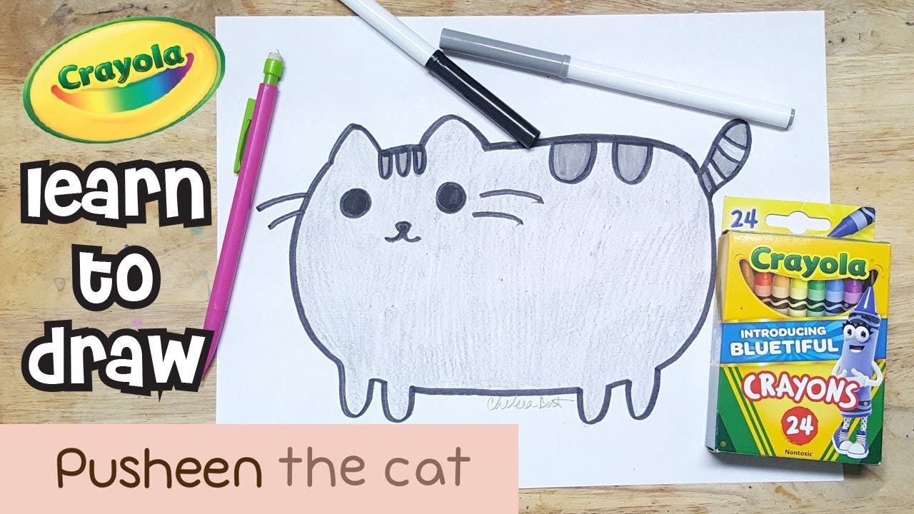 How To Draw Pusheen The Cat | Beginners Drawing Tutorial - YouTube