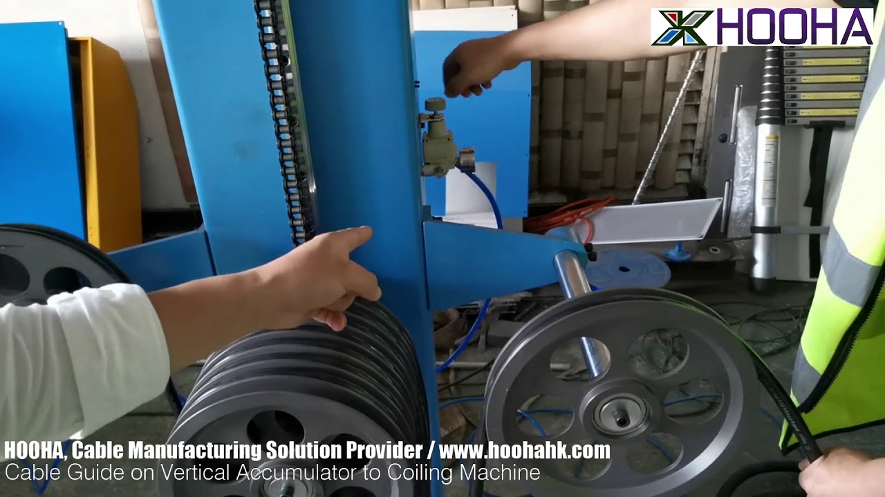 How to guide big cable on vertical tension wire accumulator - YouTube