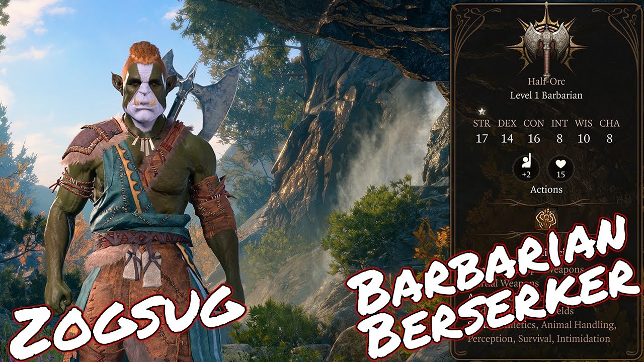 ZOGZUG THE ORCISH MONK (barbarian berserker) | Baldur's Gate 3 ...