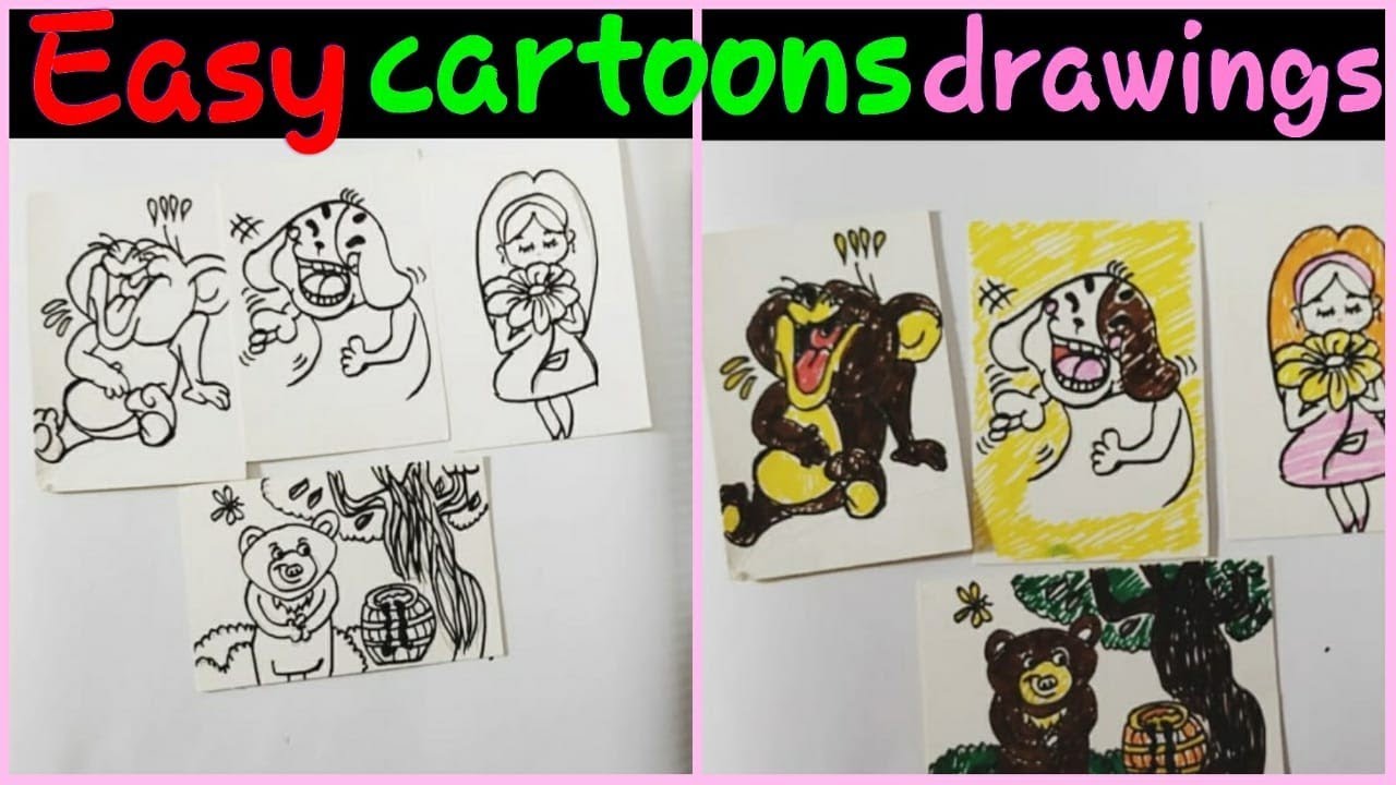 Easy cartoons drawings //how to draw a doll// cute gurl drawing - YouTube