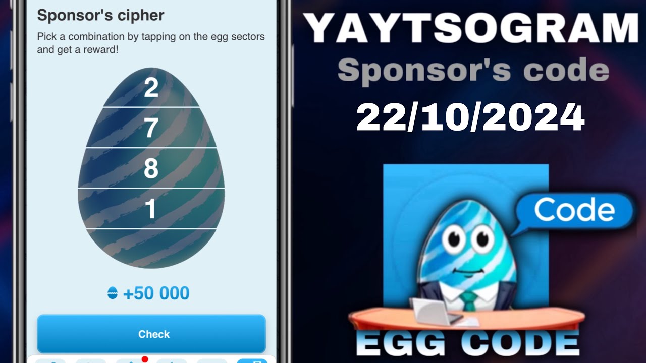 Yaytsogram - Egg Cipher Code 22/10/2024 | Break the egg to win $TONs - YouTube