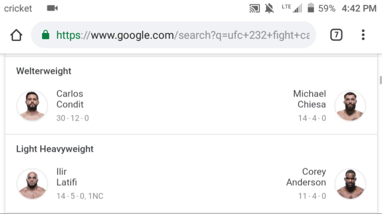 UFC 232 Fight Card - YouTube
