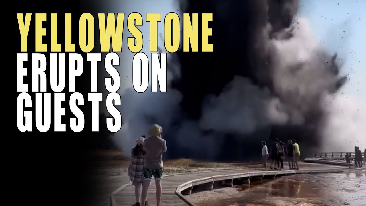 Yellowstone Hydrothermal eruption sends tourists running - YouTube