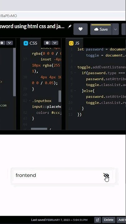 Show And Hide Password Using Html Css And Javascript Shorts Short