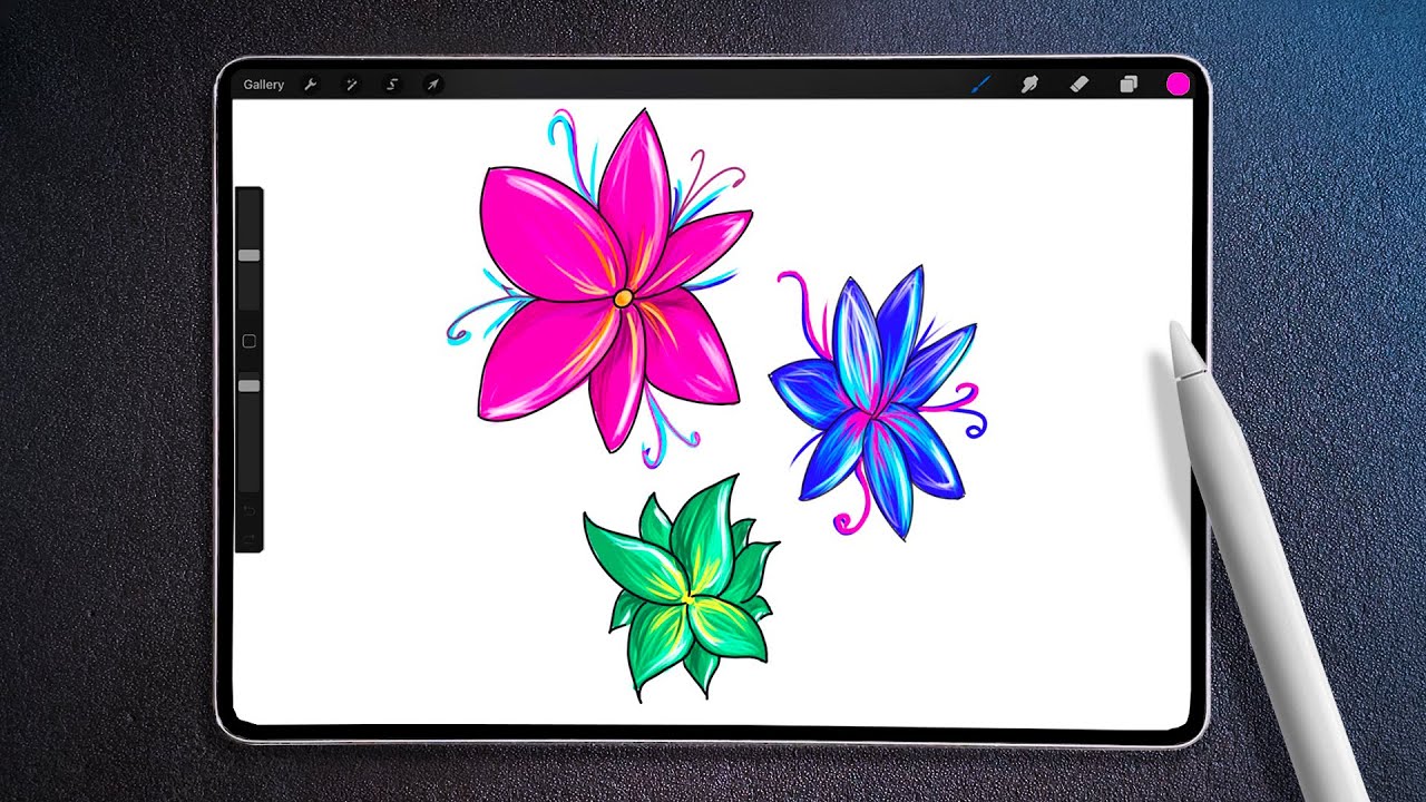 Beautiful Flowers - Draw on IPad | Procreate Digital Art - YouTube