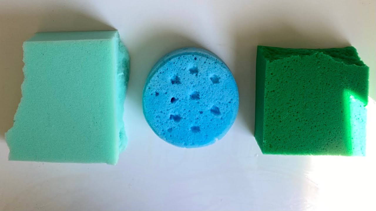 ASMR big foam sponge ripping variety - dry / soapy dettol - YouTube