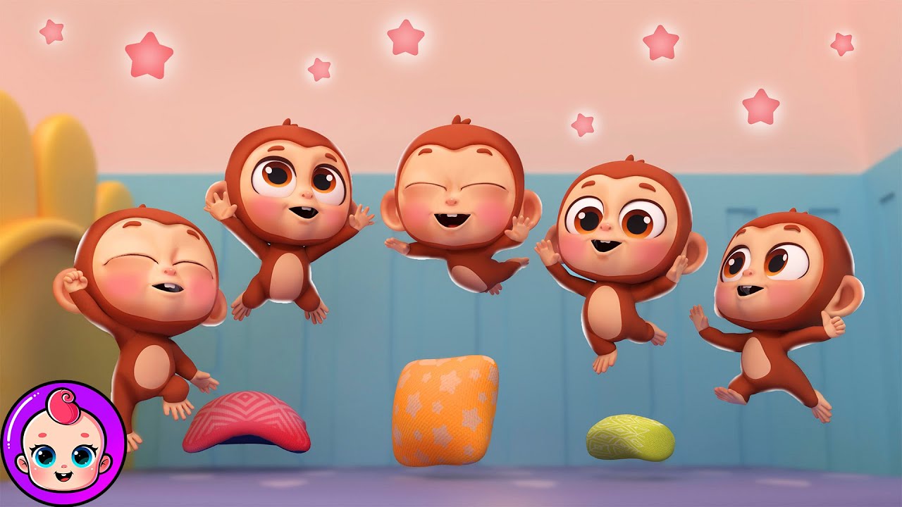 Five Little Monkeys Jumping On The Bed 🐵 | Bubbleee Nursery Rhymes & Kids Songs Compilation ...