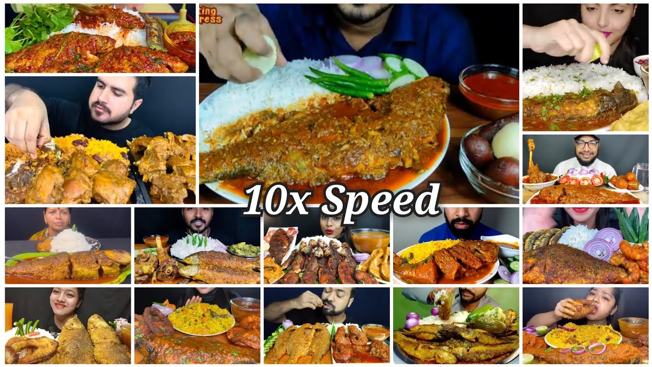 ASMR Food Compilation || Spicy Full Fish Curry With Basanti Pulao ...