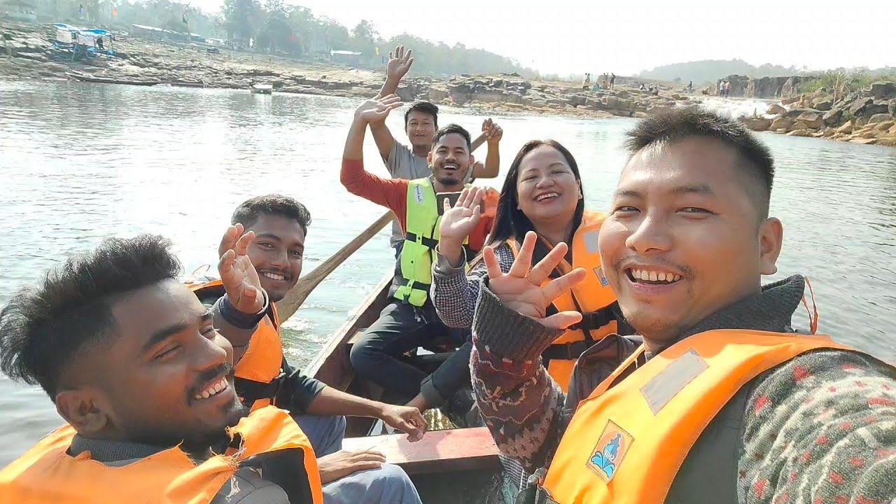 Rowing a boat at Panimur Waterfalls, Umrangso, Dima Hasao, Assam ...