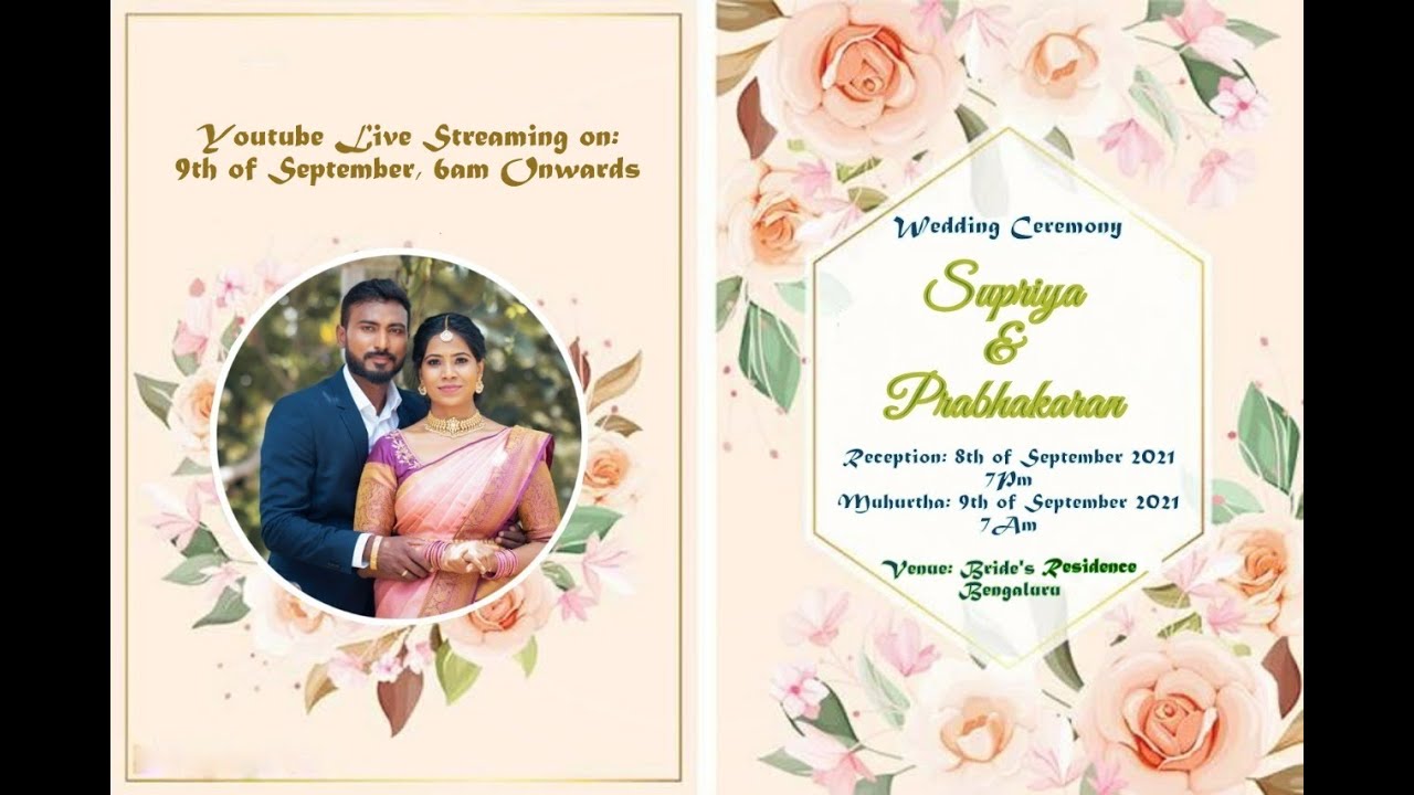 Supriya Weds Prabhakaran | Wedding | 9th Sep | Live - YouTube