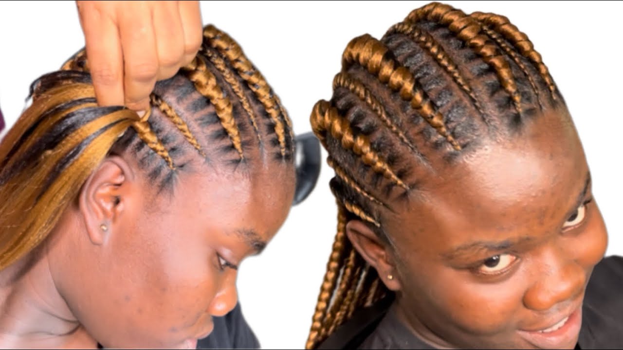 Six stitch braids//straight cornrow. #stitchbraids #cornrow.Beginners ...